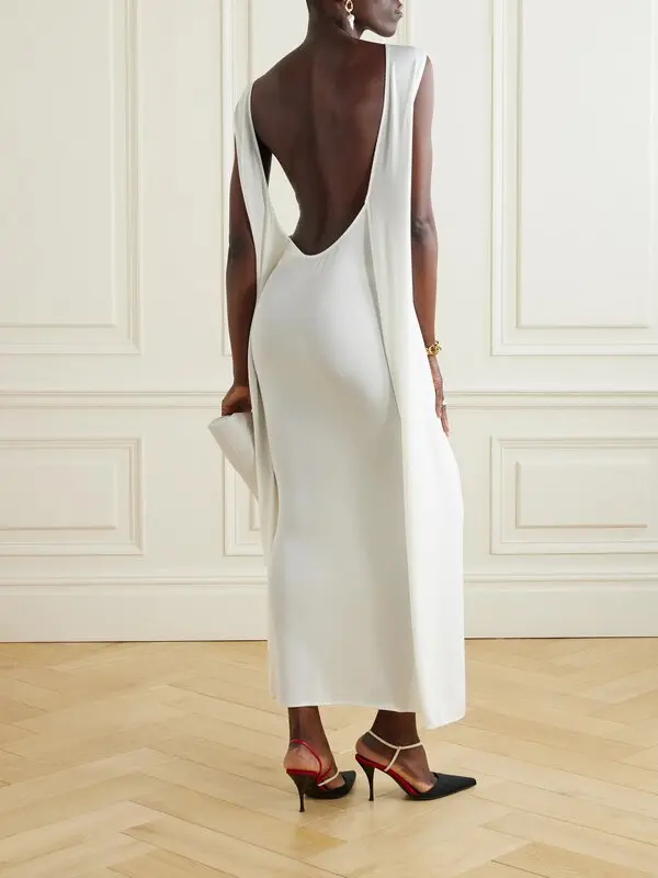 Jacquemus Draped Open-back Ribbed Jersey Maxi Dress