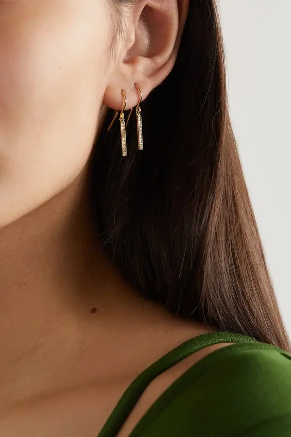 JENNIFER MEYER 18-karat Diamond Bar Earrings