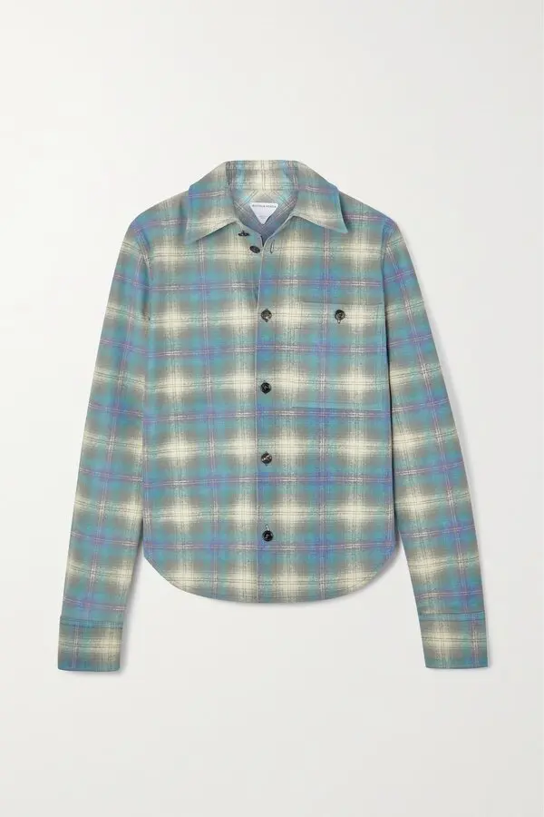 Bottega Veneta Cropped Checked Leather Shirt