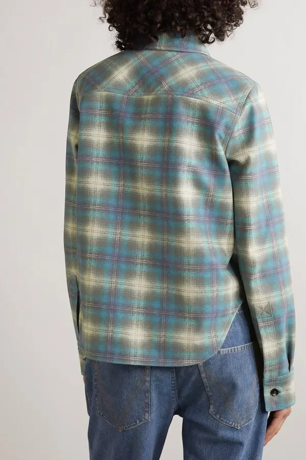 Bottega Veneta Cropped Checked Leather Shirt