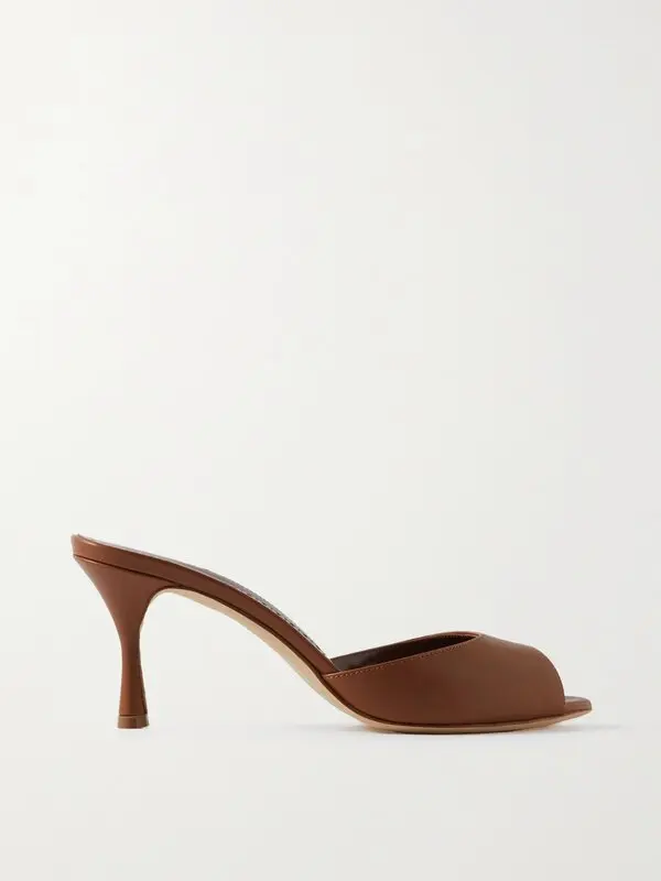 Manolo Blahnik Jada 70 Leather Mules - Brown