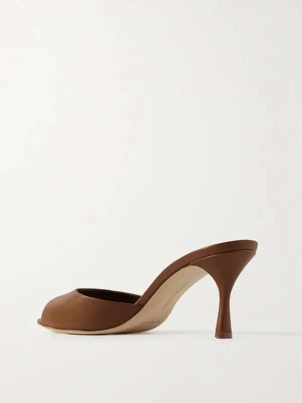 Manolo Blahnik Jada 70 Leather Mules - Brown