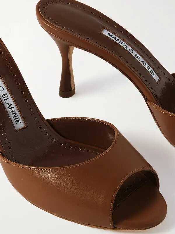 Manolo Blahnik Jada 70 Leather Mules - Brown