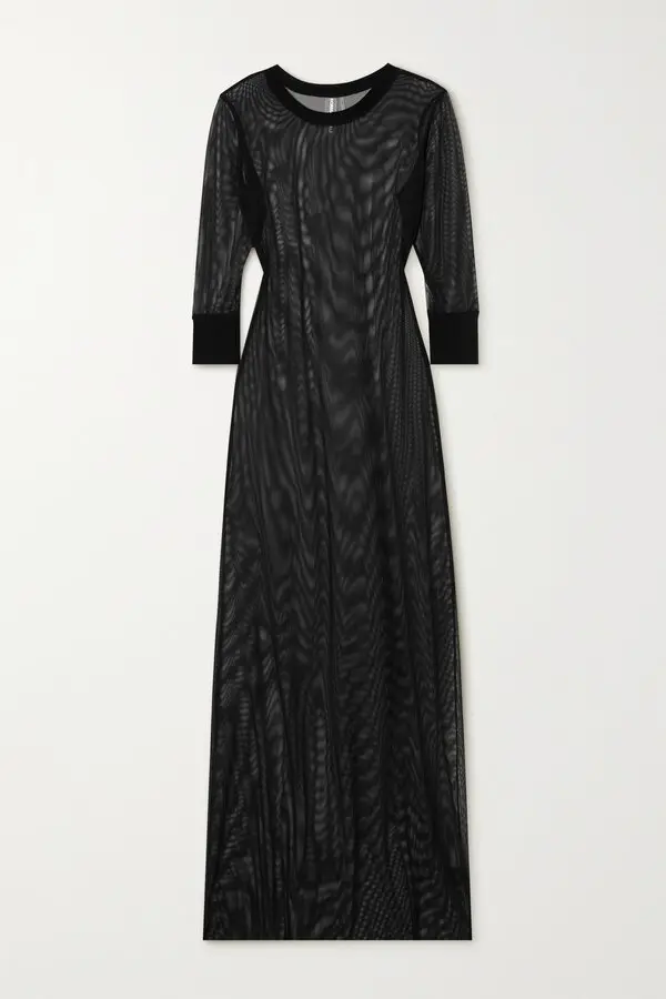 Norma Kamali Stretch-mesh Maxi Dress - Black