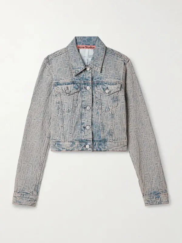 Acne Studios Cropped Denim Jacquard Jacket - Blue