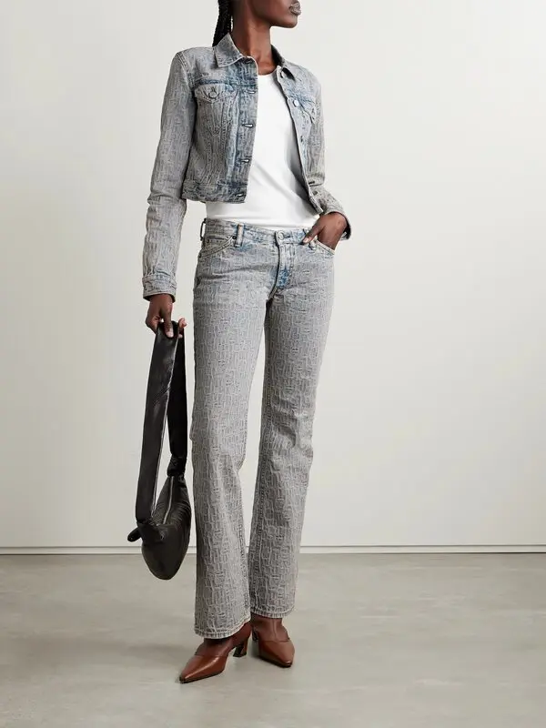 Acne Studios Cropped Denim Jacquard Jacket - Blue