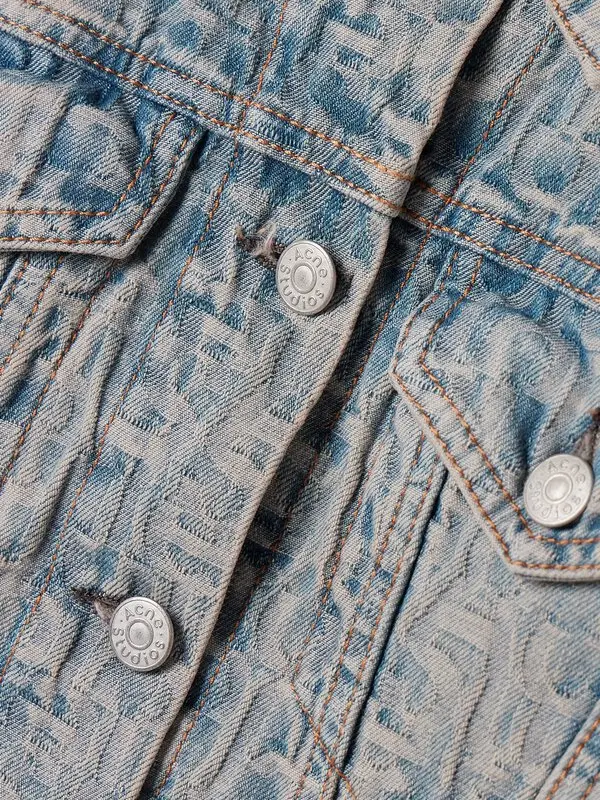 Acne Studios Cropped Denim Jacquard Jacket - Blue