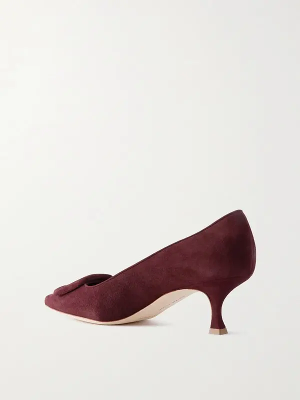 Manolo Blahnik Maysale Buckled Suede Pumps