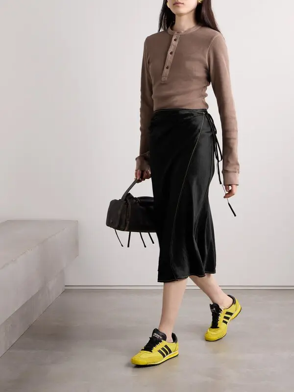 Acne Studios Wrap-effect Crinkled-satin Midi Skirt