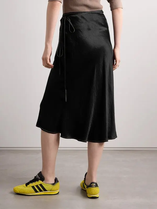 Acne Studios Wrap-effect Crinkled-satin Midi Skirt
