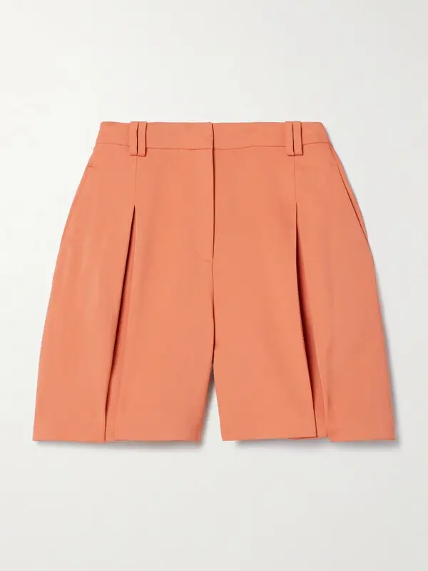 Another Tomorrow Pleated Crepe Shorts