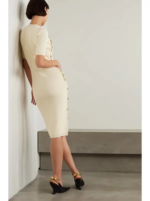 Altuzarra Topaz Ribbed-knit Midi Dress With Buttons