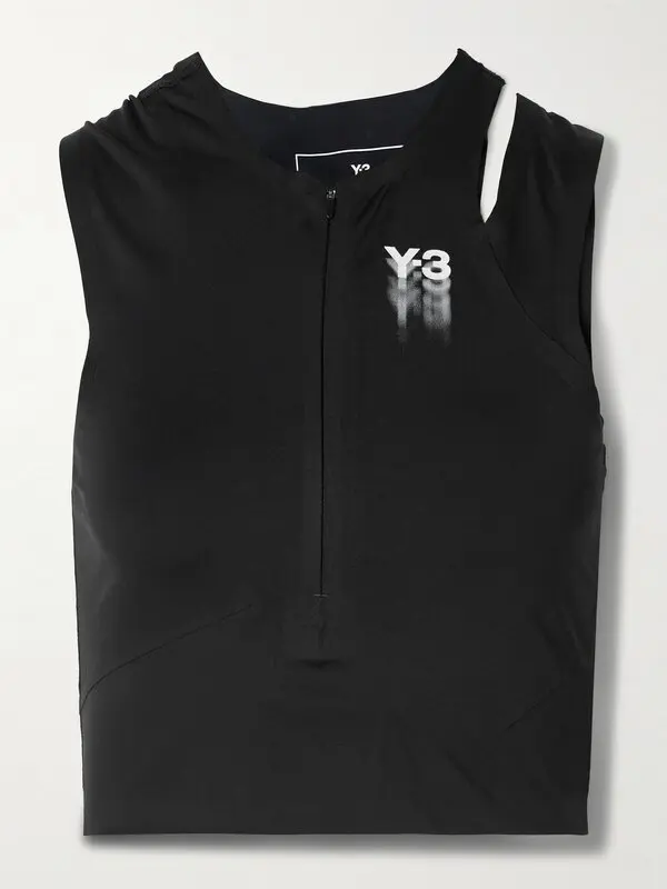 ADIDAS ORIGINALS Y-3 Cropped Printed Tank Top - Black