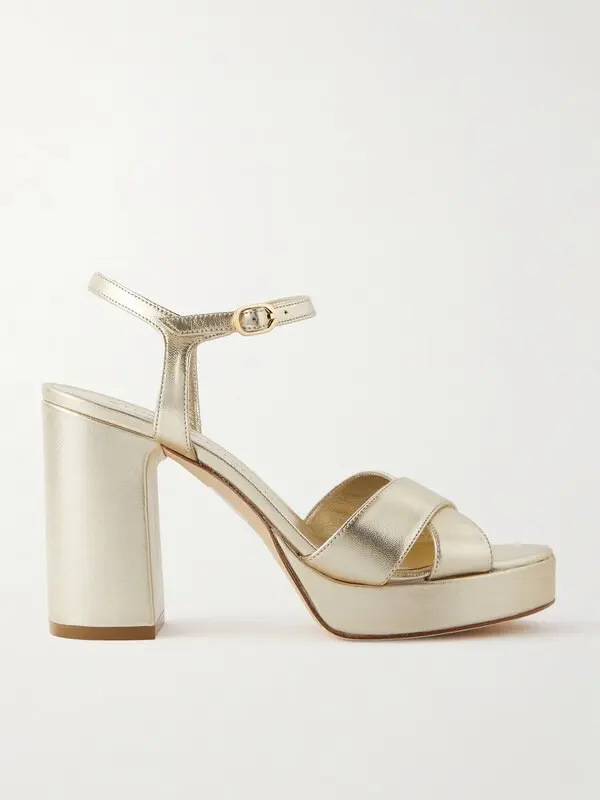 STUART WEITZMAN Dayna Metallic Leather Platform Sandals