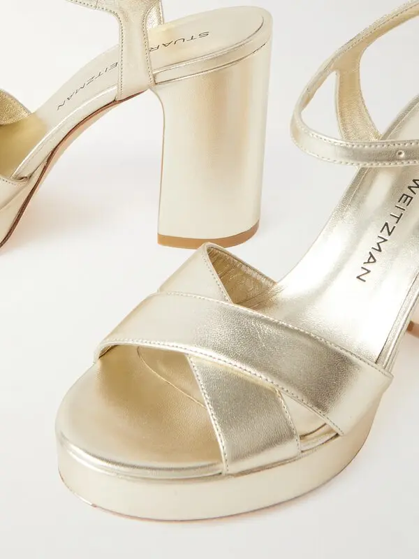 STUART WEITZMAN Dayna Metallic Leather Platform Sandals