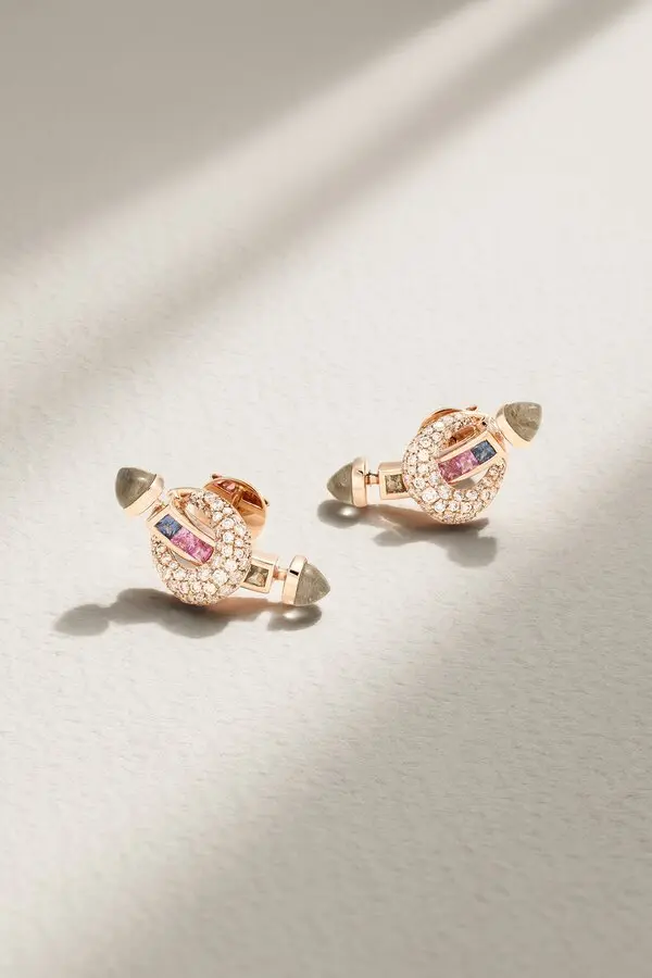 ANANYA Chakra 18-karat Rose Multi-stone Earrings - Gold