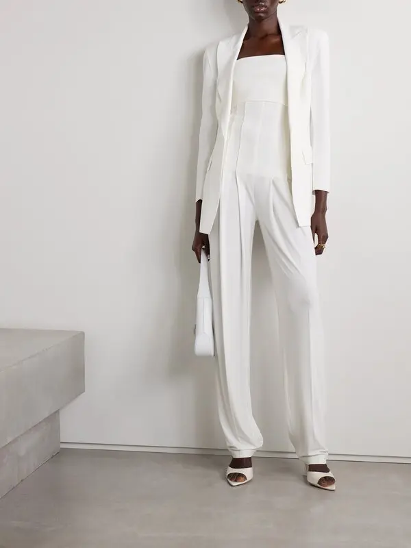 Norma Kamali Pleated Stretch-jersey Wide-leg Pants