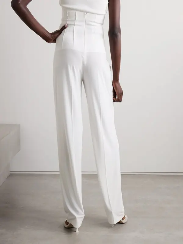 Norma Kamali Pleated Stretch-jersey Wide-leg Pants
