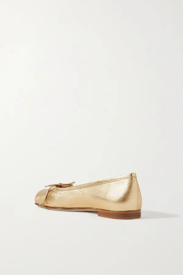 Manolo Blahnik Veralli Metallic Leather Ballet Flats - Gold
