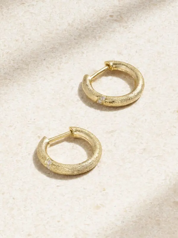 Yvonne Léon 9-karat Diamond Hoop Earrings - Gold