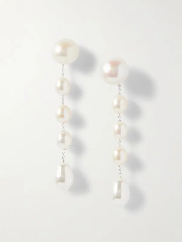 SOPHIE BUHAI Small Passante Fresh Water Pearl Earrings - White