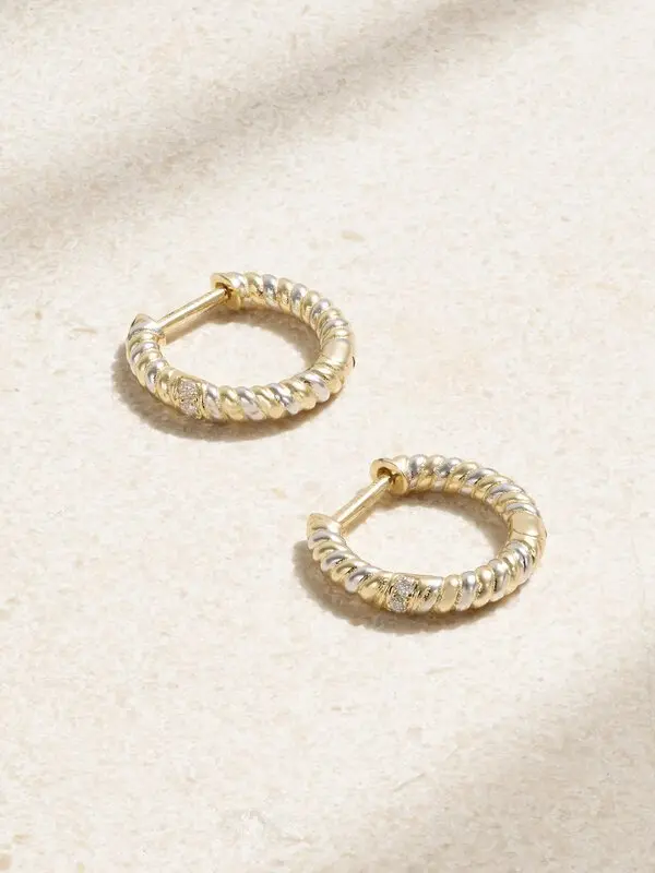 Yvonne Léon 9-karat Diamond Hoop Earrings - Gold