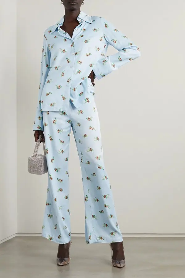Sleeper Blossom Floral-print Satin Pants