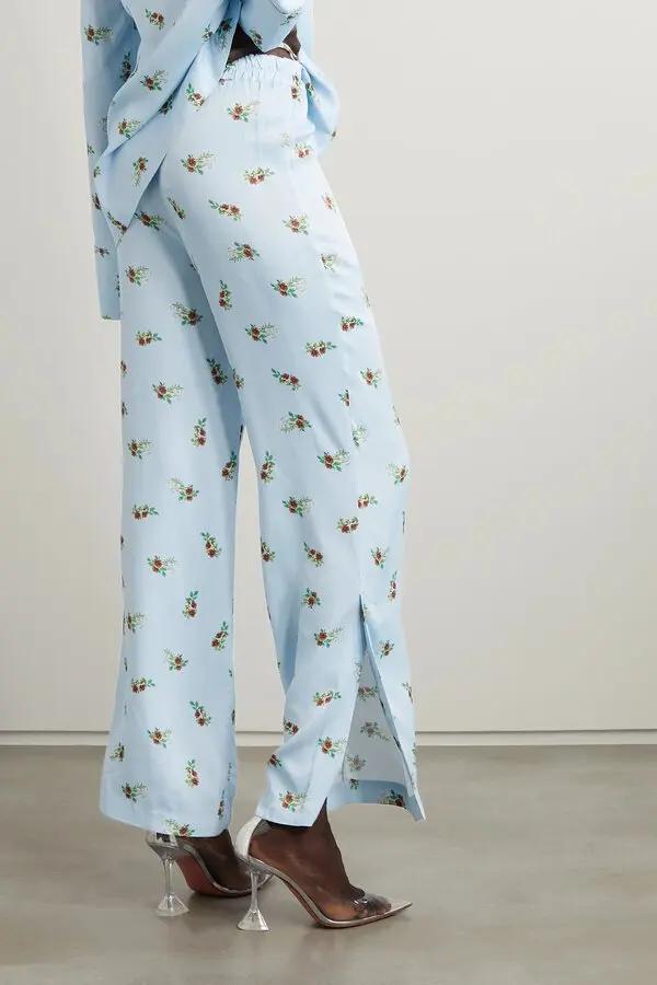 Sleeper Blossom Floral-print Satin Pants