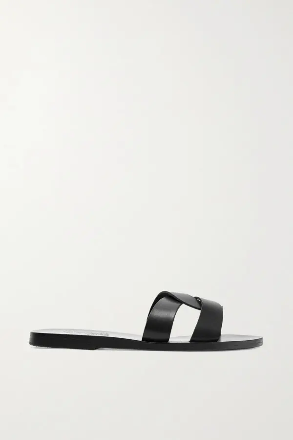 ANCIENT GREEK SANDALS Desmos Leather Slides - Black