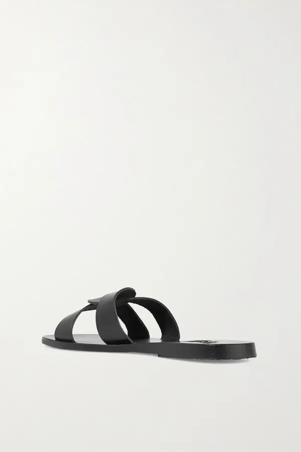 ANCIENT GREEK SANDALS Desmos Cutout Leather Slides - Black