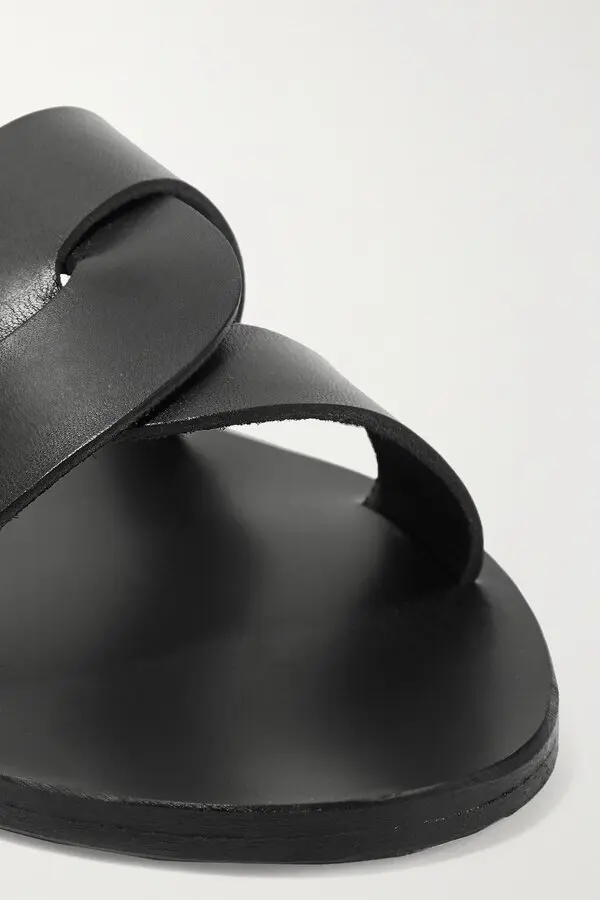 ANCIENT GREEK SANDALS Desmos Cutout Leather Slides - Black