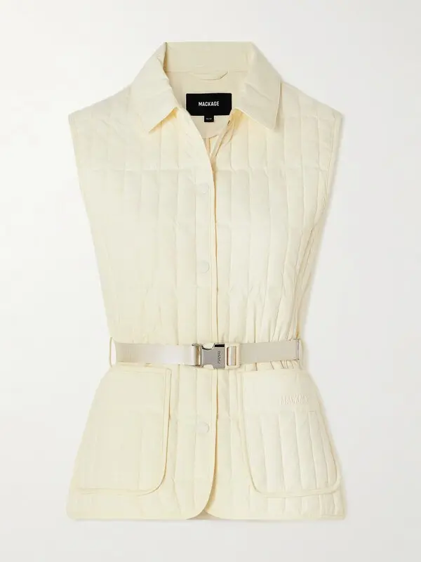 Mackage Helia Belted Quilted Padded Recycled-shell Down Vest