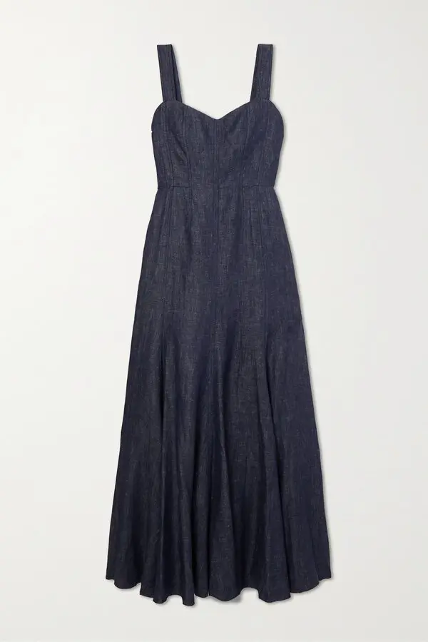 Gabriela Hearst Gail Linen-chambray Maxi Dress - Blue