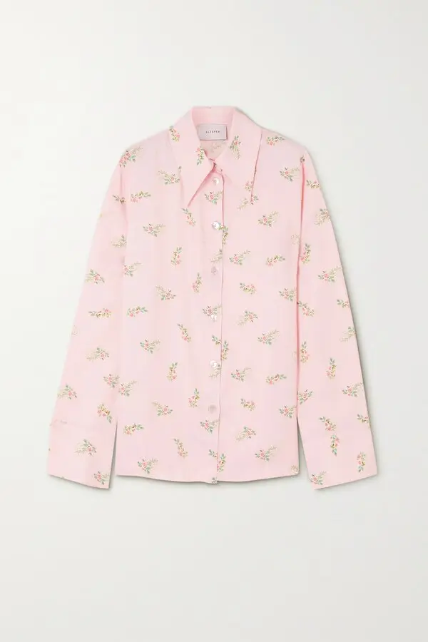 Sleeper Blossom Floral-print Satin Shirt - Pink