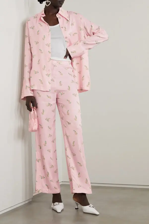 Sleeper Blossom Floral-print Satin Shirt