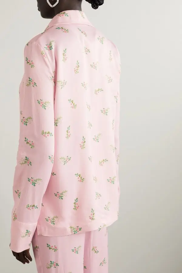 Sleeper Blossom Floral-print Satin Shirt