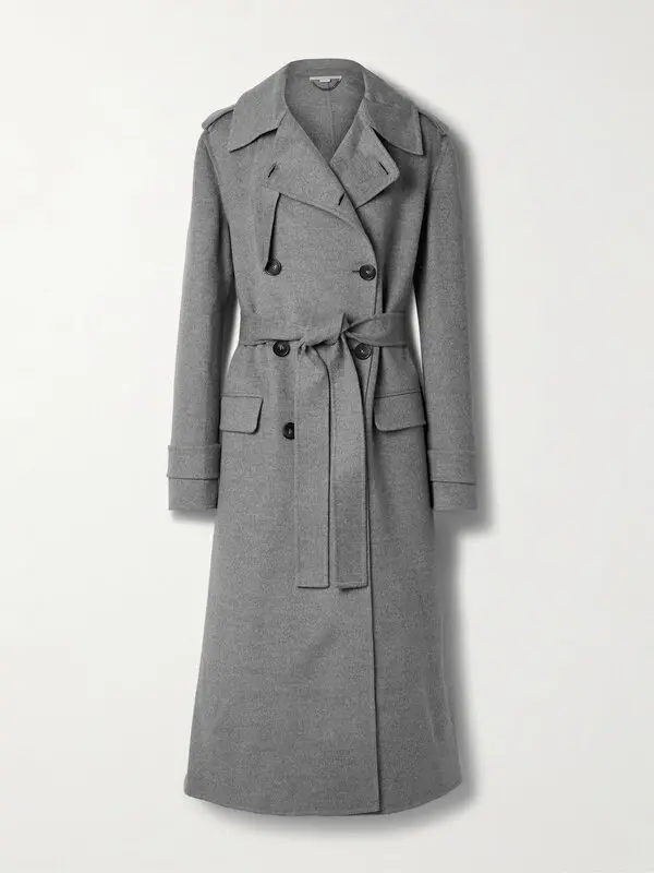 Stella McCartney Net Sustain Belted Wool-felt Trench Coat