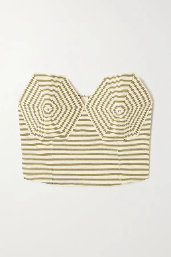 Mara Hoffman Net Sustain Striped Tencel™ Lyocell-blend Twill Bustier Top - Green
