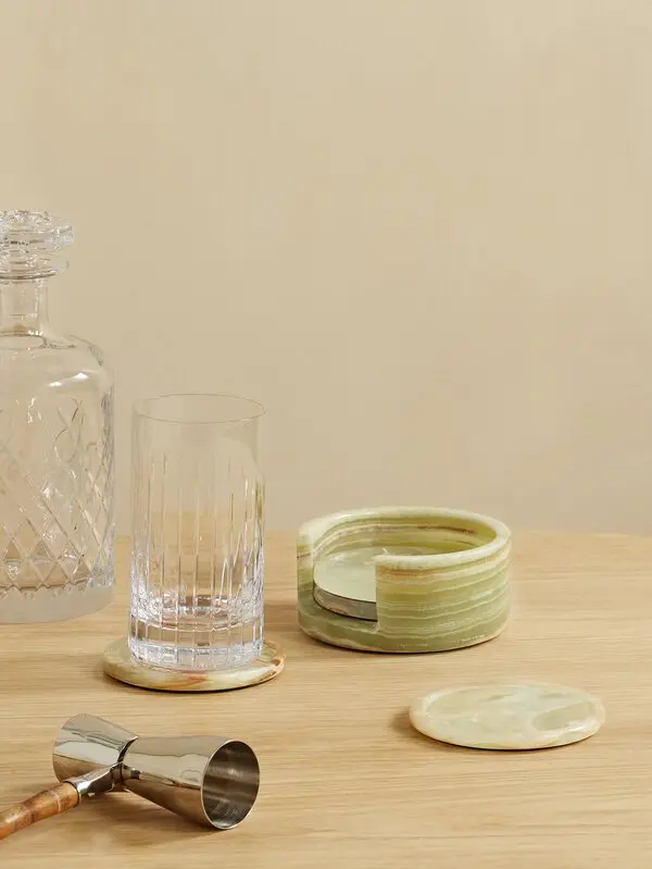 JIA JIA HOME Set Of Four Onyx Coasters With Holder