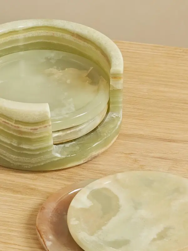 JIA JIA HOME Set Of Four Onyx Coasters With Holder