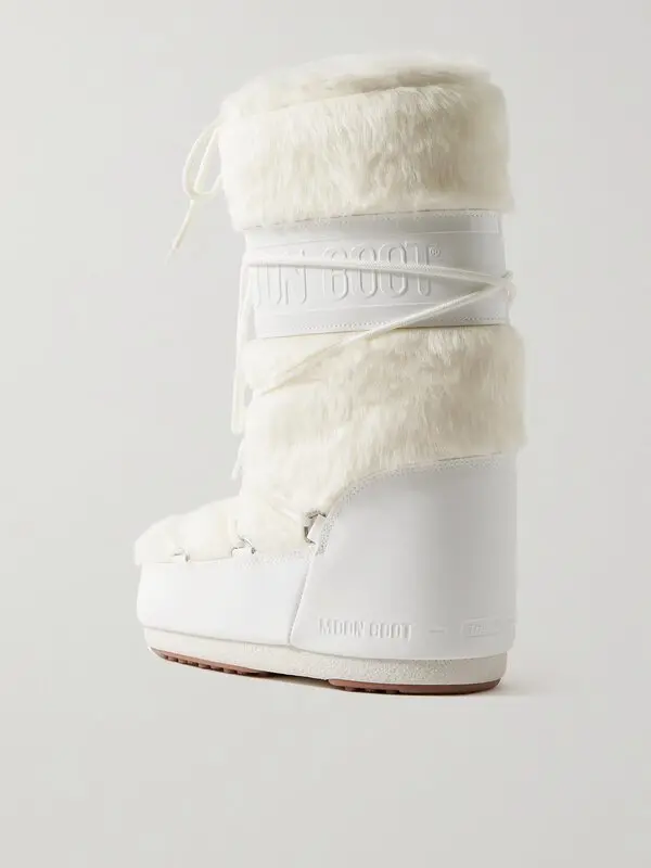 Moon Boot Icon Plush And Leather-like Snow Boots - White