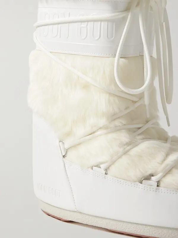 Moon Boot Icon Plush And Leather-like Snow Boots - White