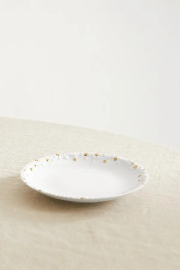 L'Objet Haas Brothers Mojave 17cm Gold-plated Porcelain Plate - White