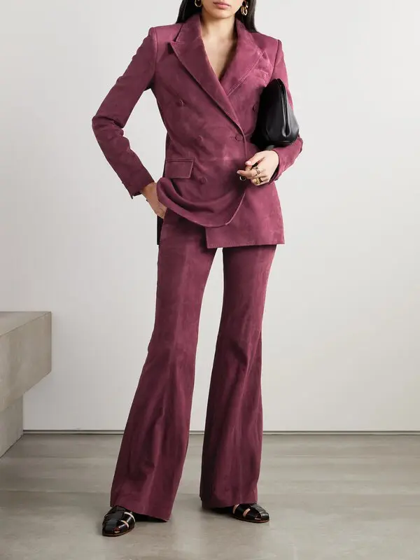 Gabriela Hearst Paneled Suede Flare Trousers