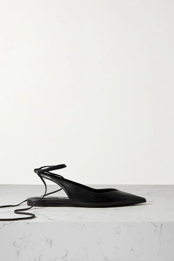 Attico Venus Leather Flats - Black