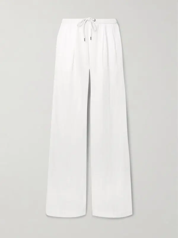 JAMES PERSE Pleated Wide-leg Linen Pants - White