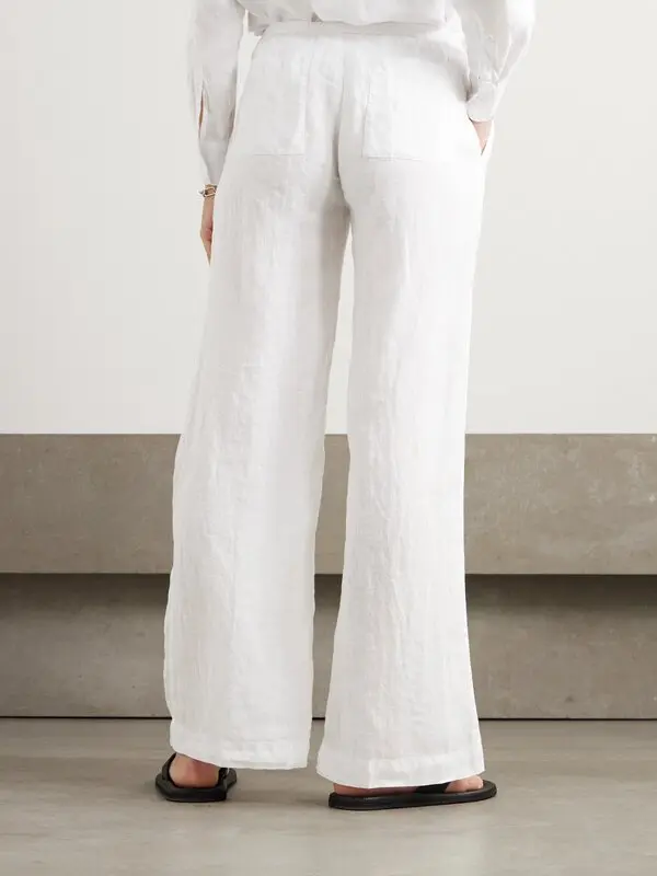 JAMES PERSE Pleated Wide-leg Linen Pants - White