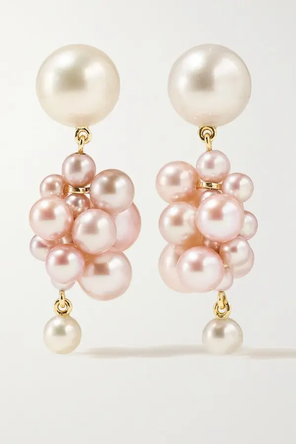 Sophie Bille Brahe Botticelli Rose 14-karat Pearl Earrings - Gold