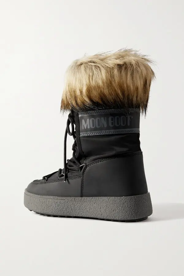 Moon Boot Ltrack Monaco Faux Fur-trimmed Snow Boots - Black