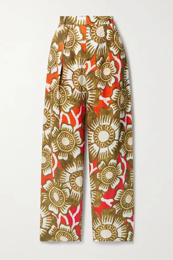 Mara Hoffman Net Sustain Marella Floral-print Hemp Wide-leg Pants - Red